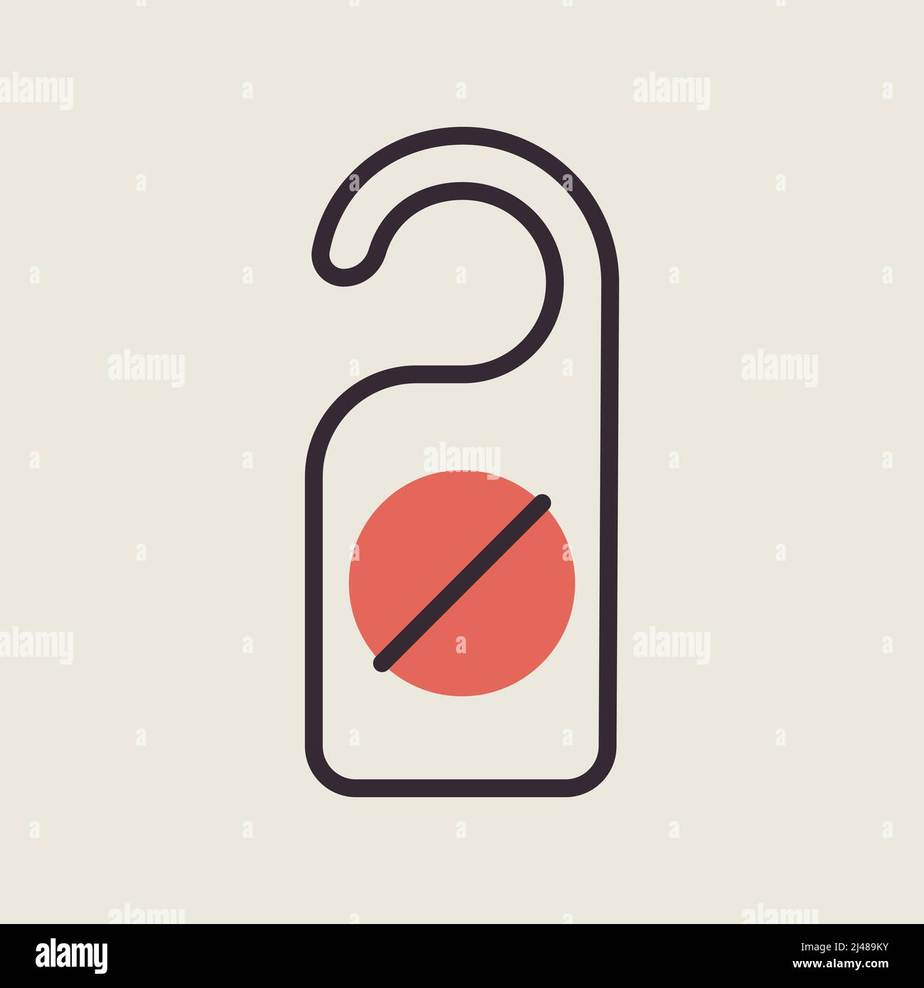 Do not disturb sign vector isolated icon. Red hotel door warning ...