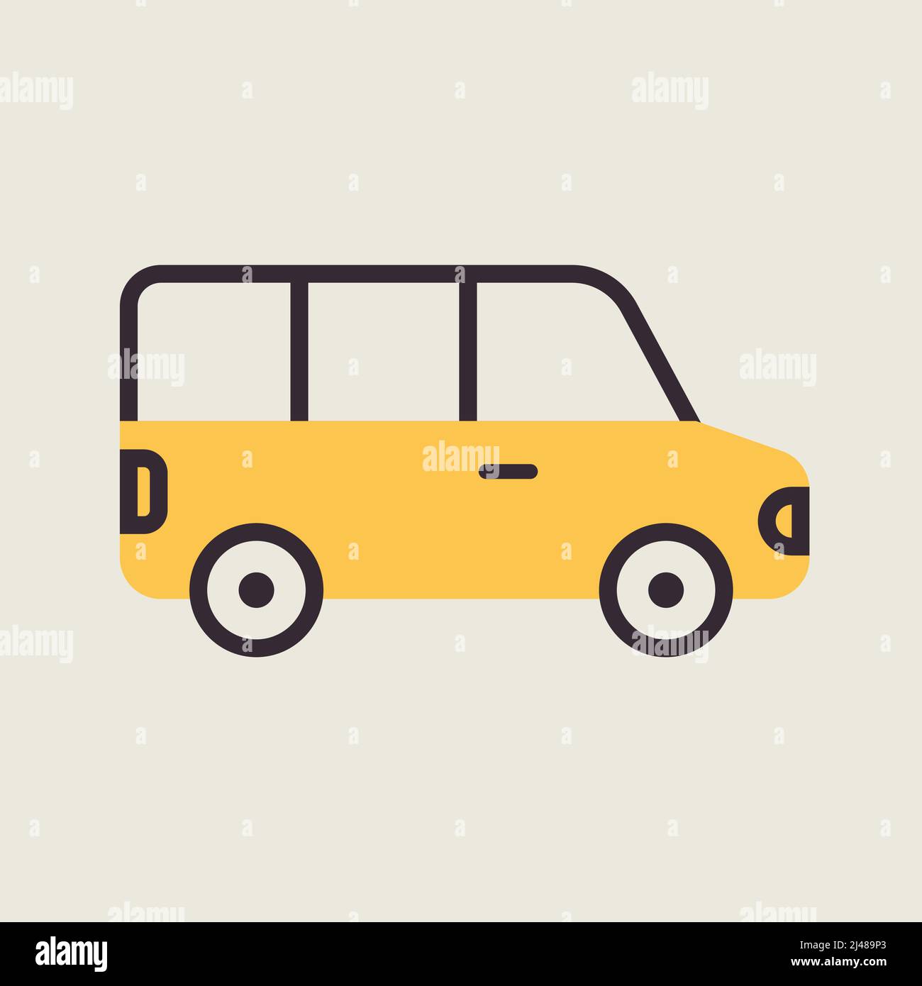 Airport shuttle minivan, shuttle bus vector isolated icon. Graph symbol ...