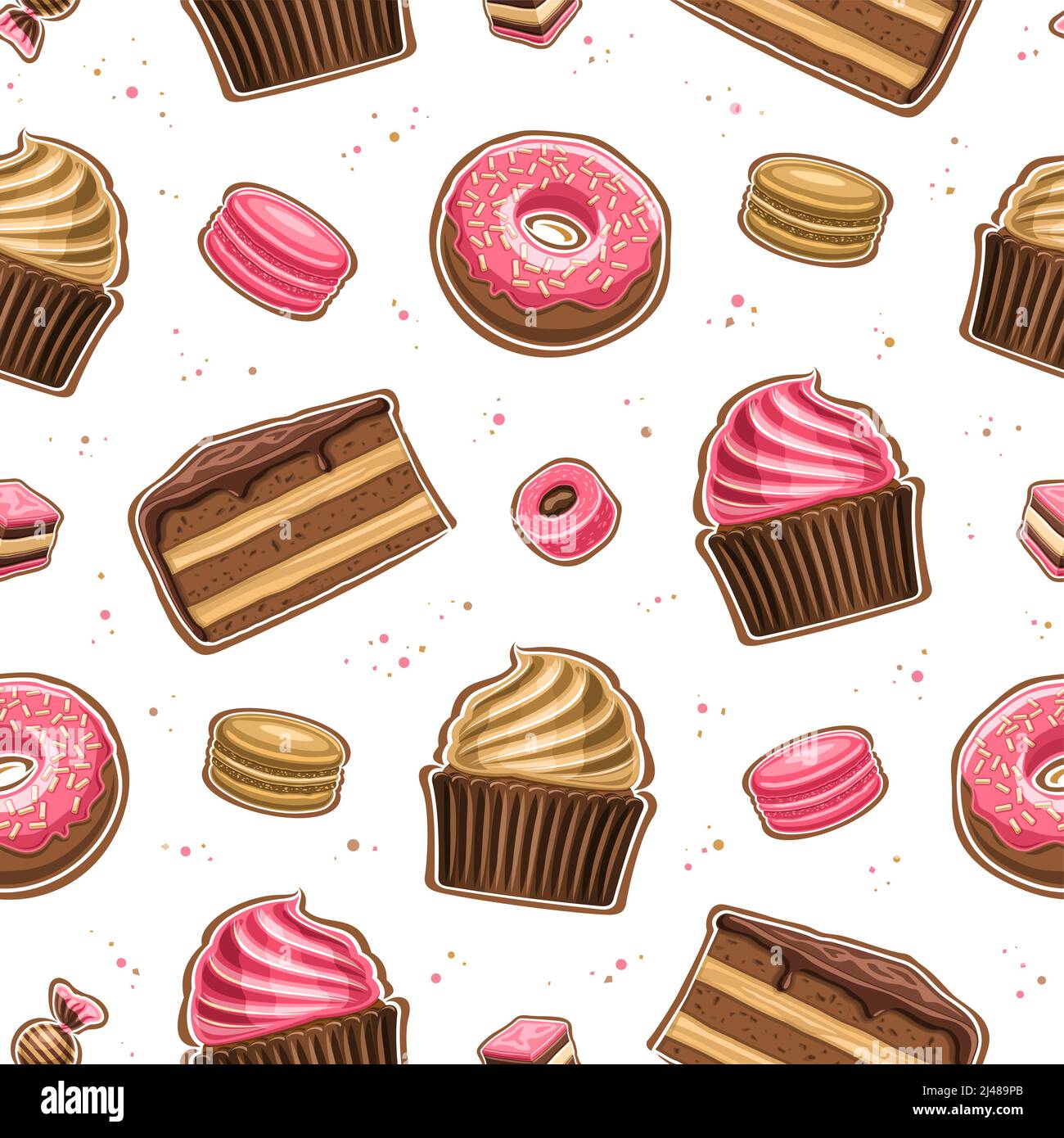 Vector Sweet Seamless Pattern, repeating background with set of cut out ...