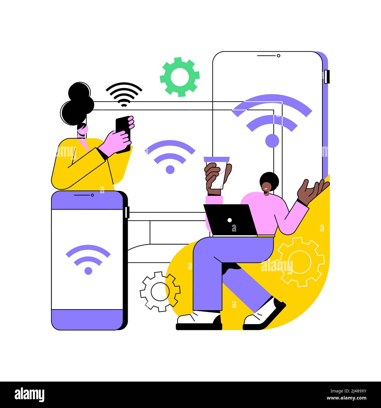 Wireless Device Connection Abstract Concept Vector Illustration Distance Connection Remote