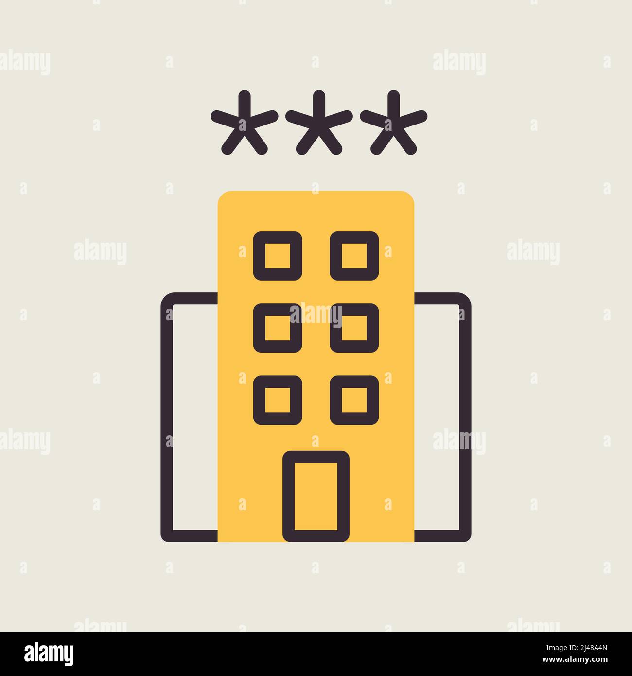 Three star hotel vector isolated icon. Graph symbol for travel and ...