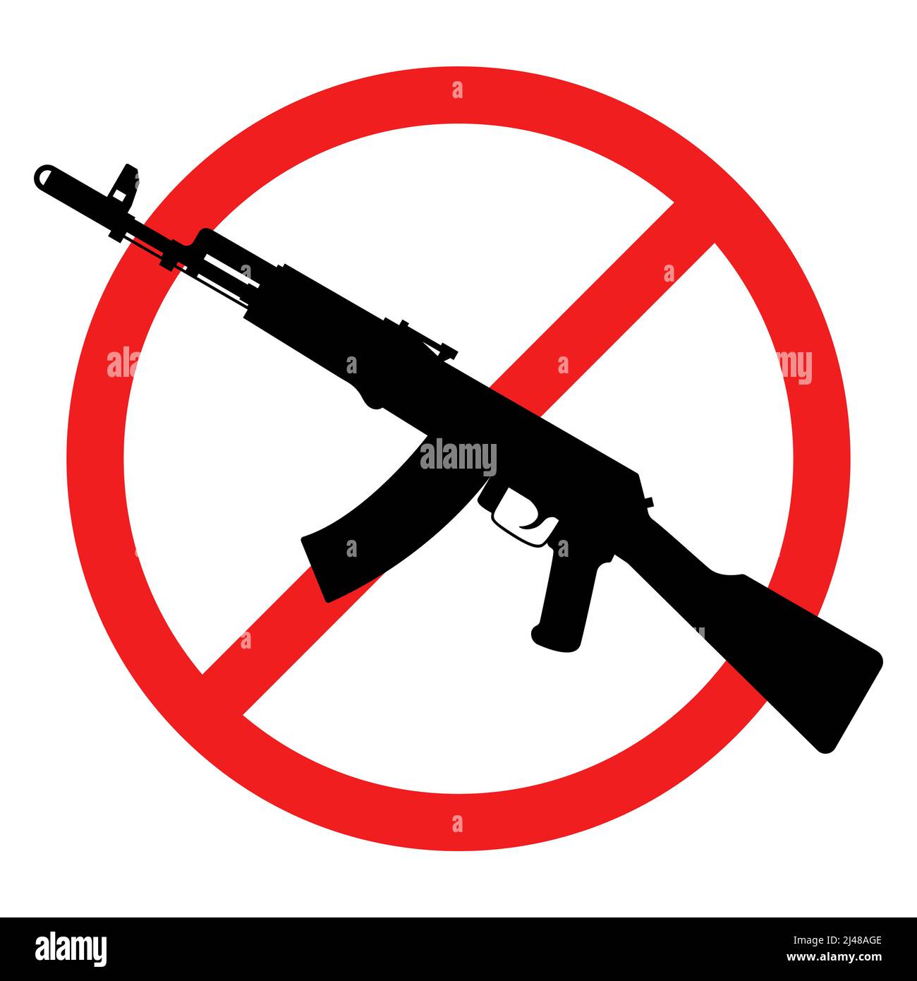 No rifle sign. No weapons sign. No guns icon. Red round prohibition ...