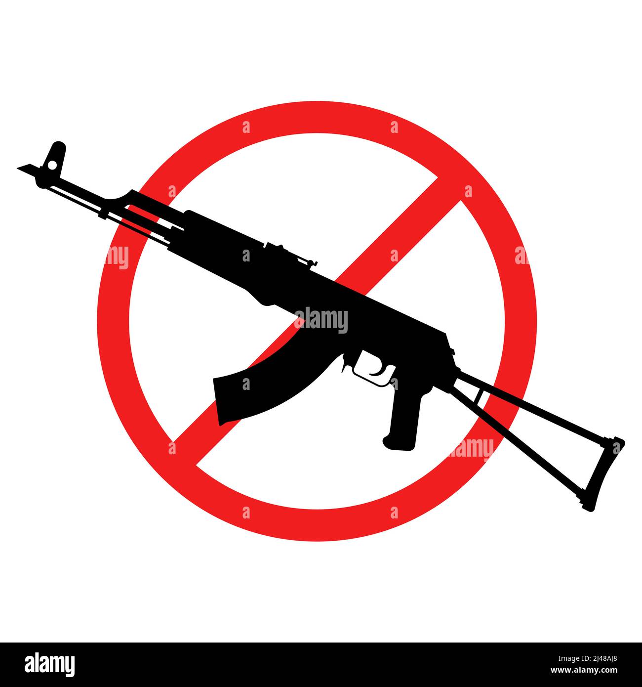 No rifle sign. No weapons sign. No guns icon. Red round prohibition ...