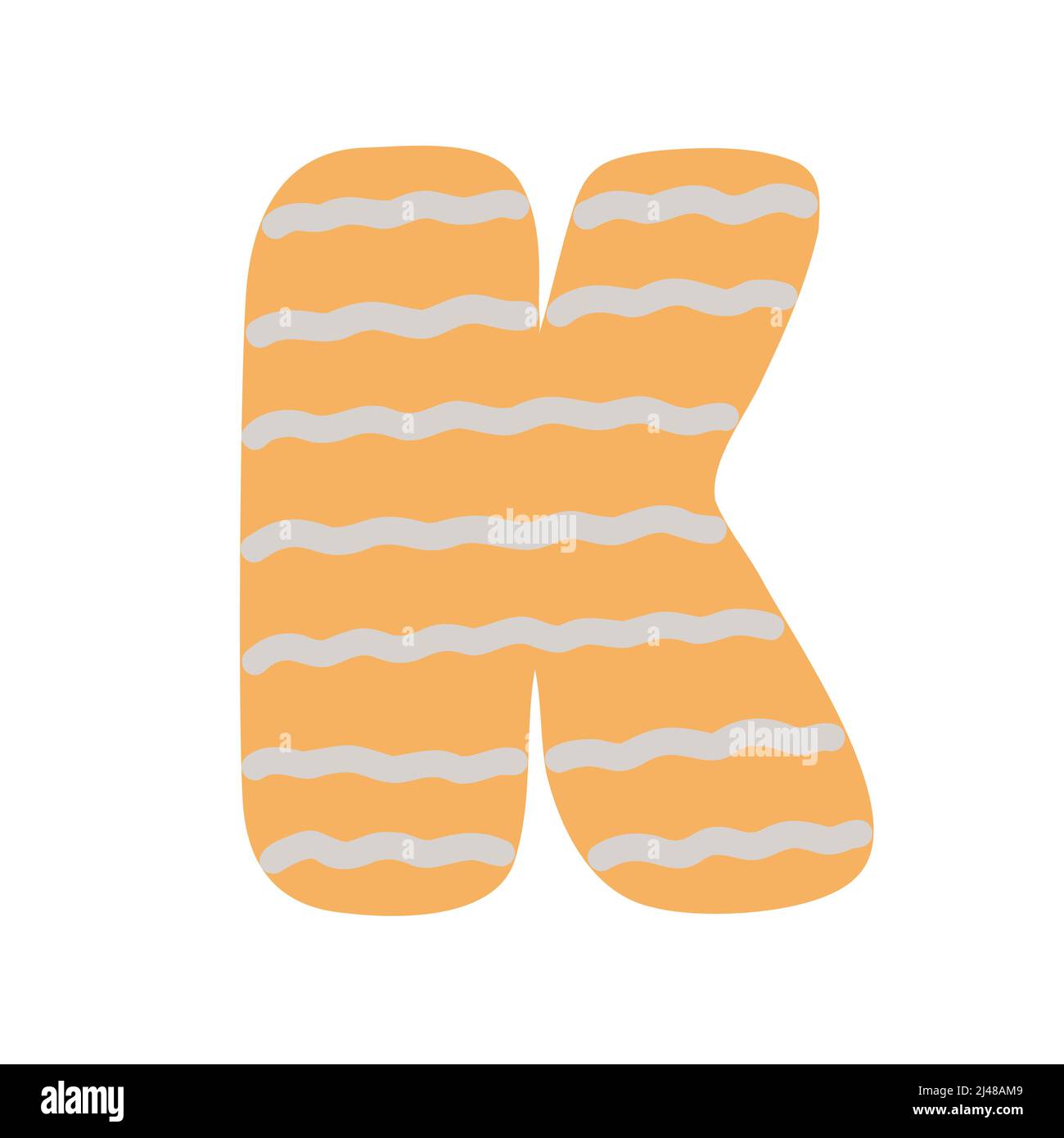 Letter K of English alphabet, doodle style decorated with simple ...
