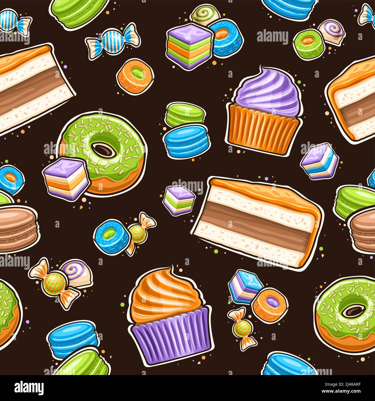 Vector Dessert Seamless Pattern, repeat background with set of cut out ...