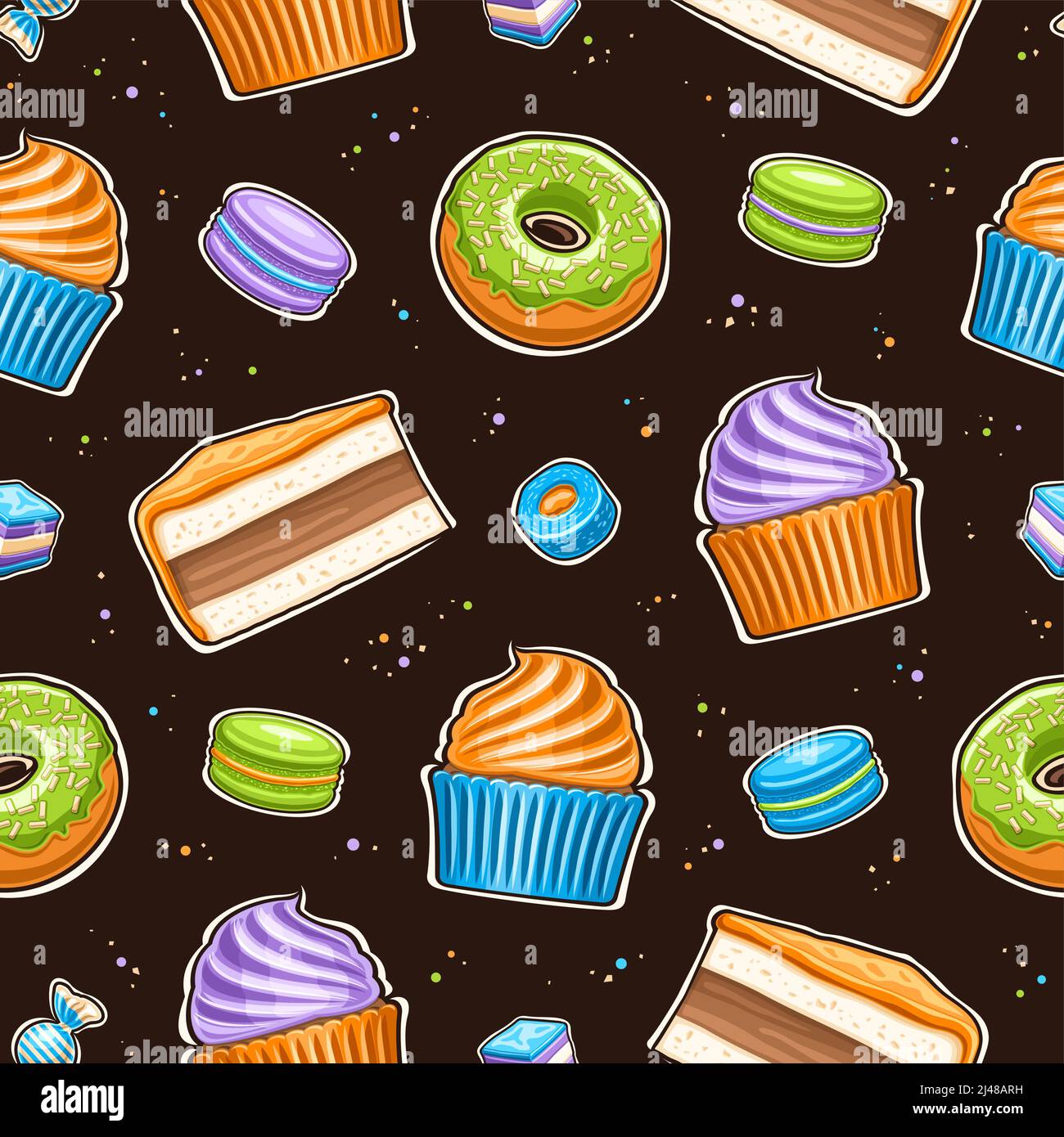Vector Pastry Seamless Pattern, repeat background with set of cut out ...