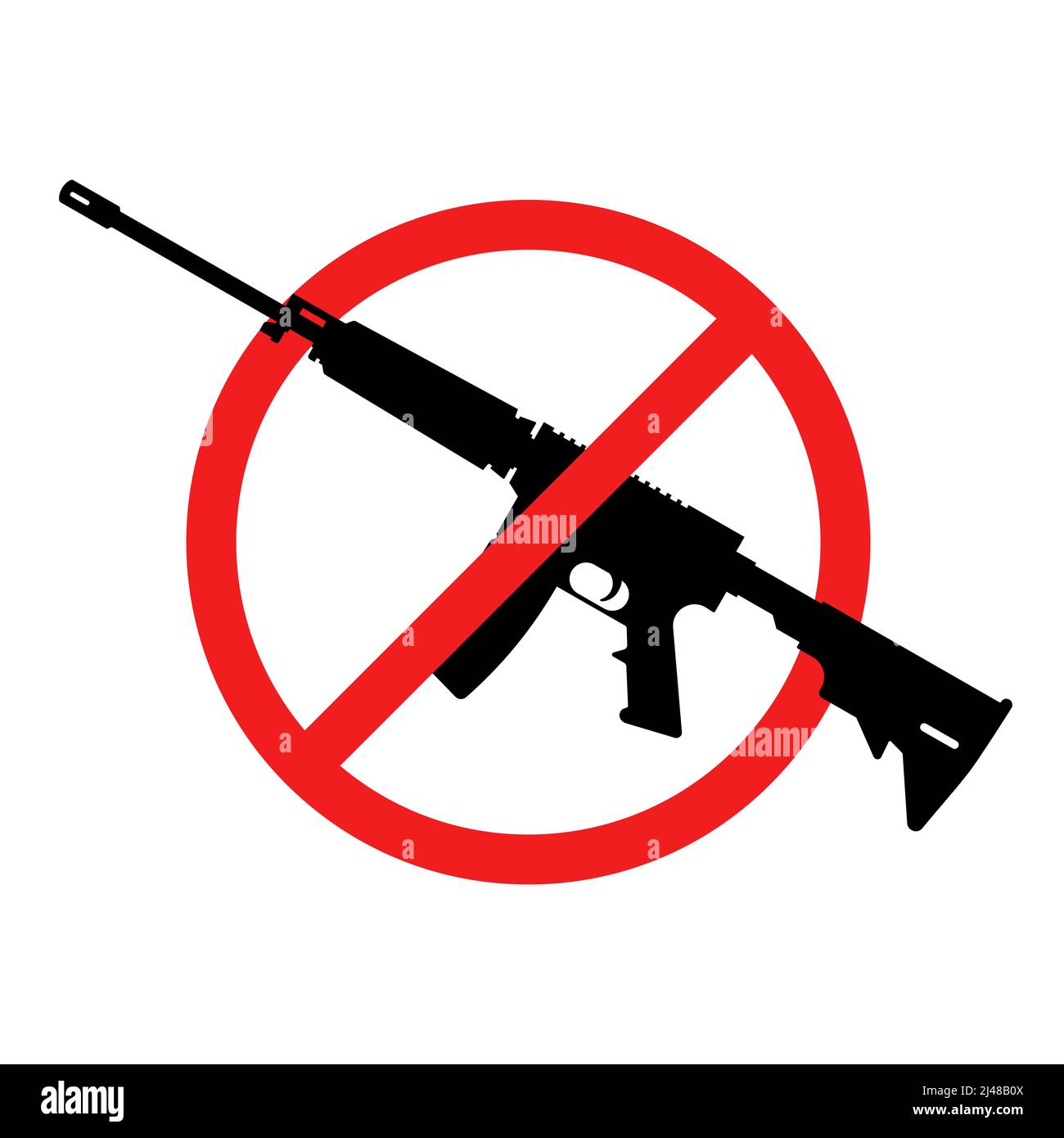 No rifle sign. No weapons sign. No guns icon. Red round prohibition ...