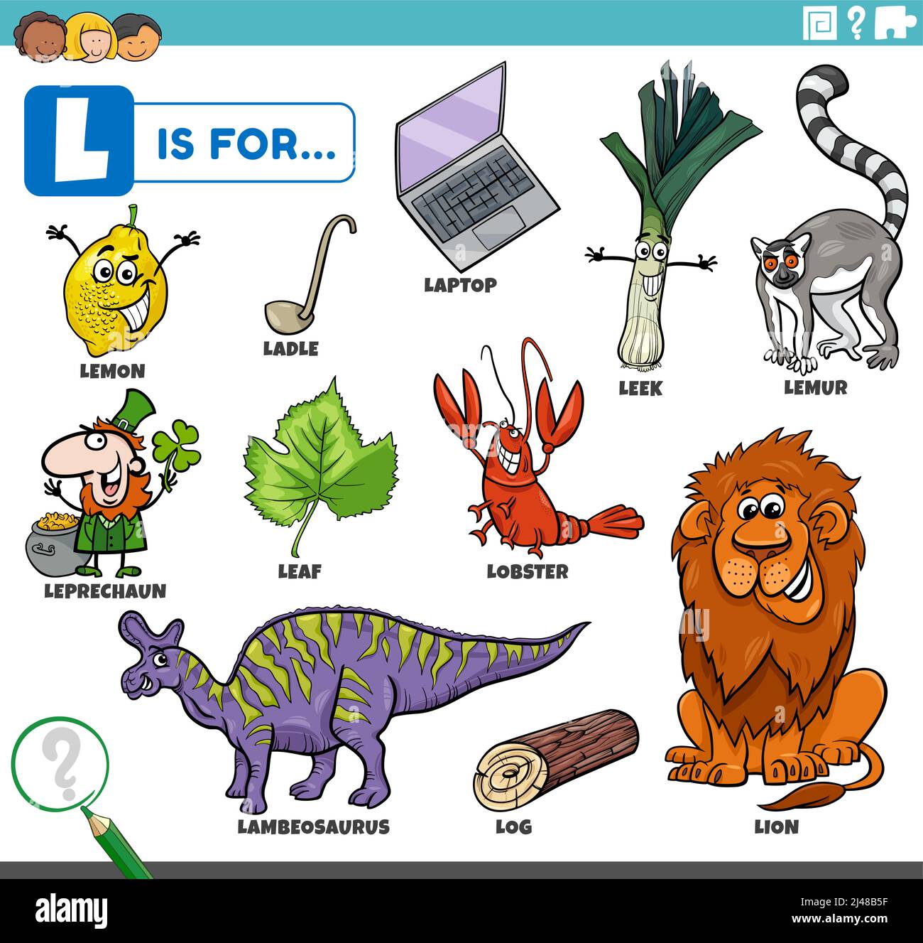 educational cartoon illustration for children with comic characters and ...