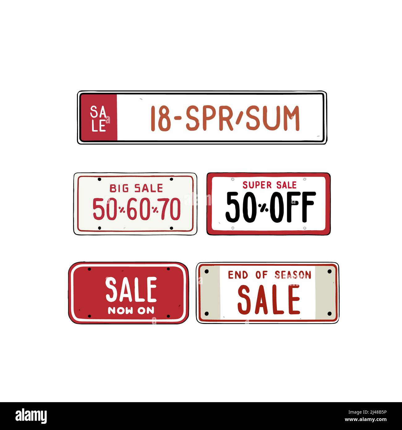 Hand drawn vector illustration of SALE License Plate on white ...