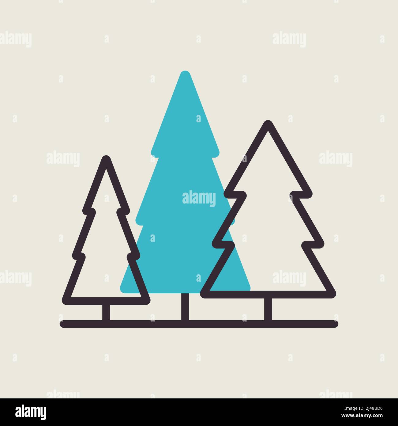 Conifer forest vector isolated icon. Nature sign. Graph symbol for ...