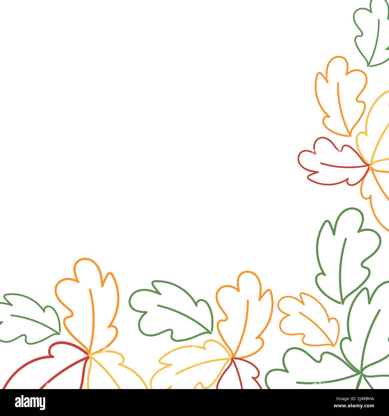 Corner frame made of leaves of different colors in trendy shades ...