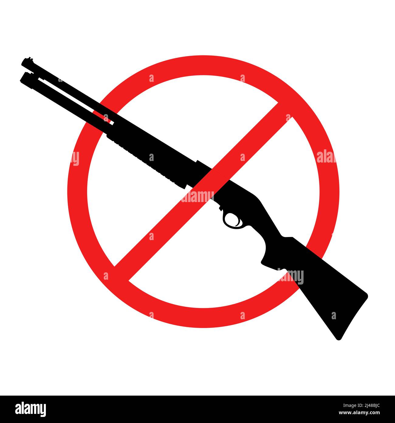 No rifle sign. No weapons sign. No guns icon. Red round prohibition ...