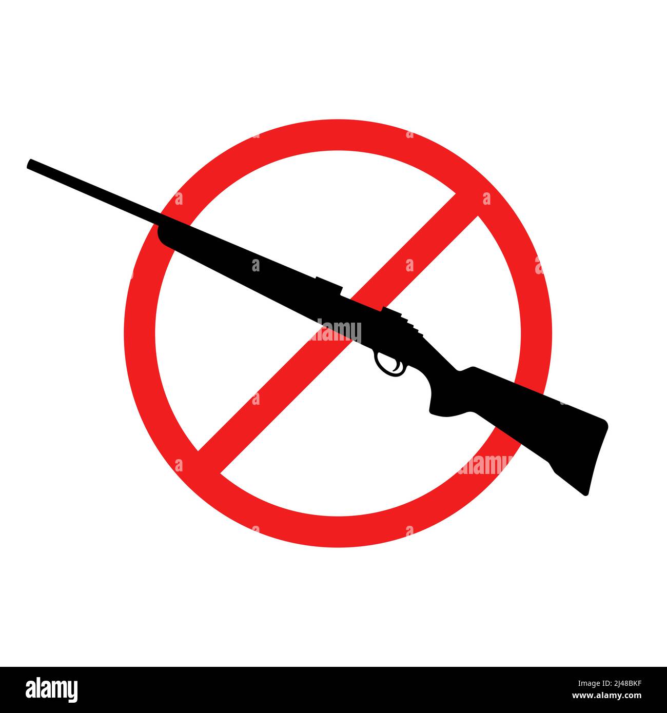 No rifle sign. No weapons sign. No guns icon. Red round prohibition ...