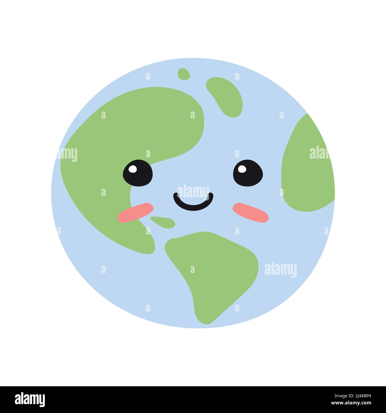 Vector hand drawn flat planet Earth with face isolated on white ...