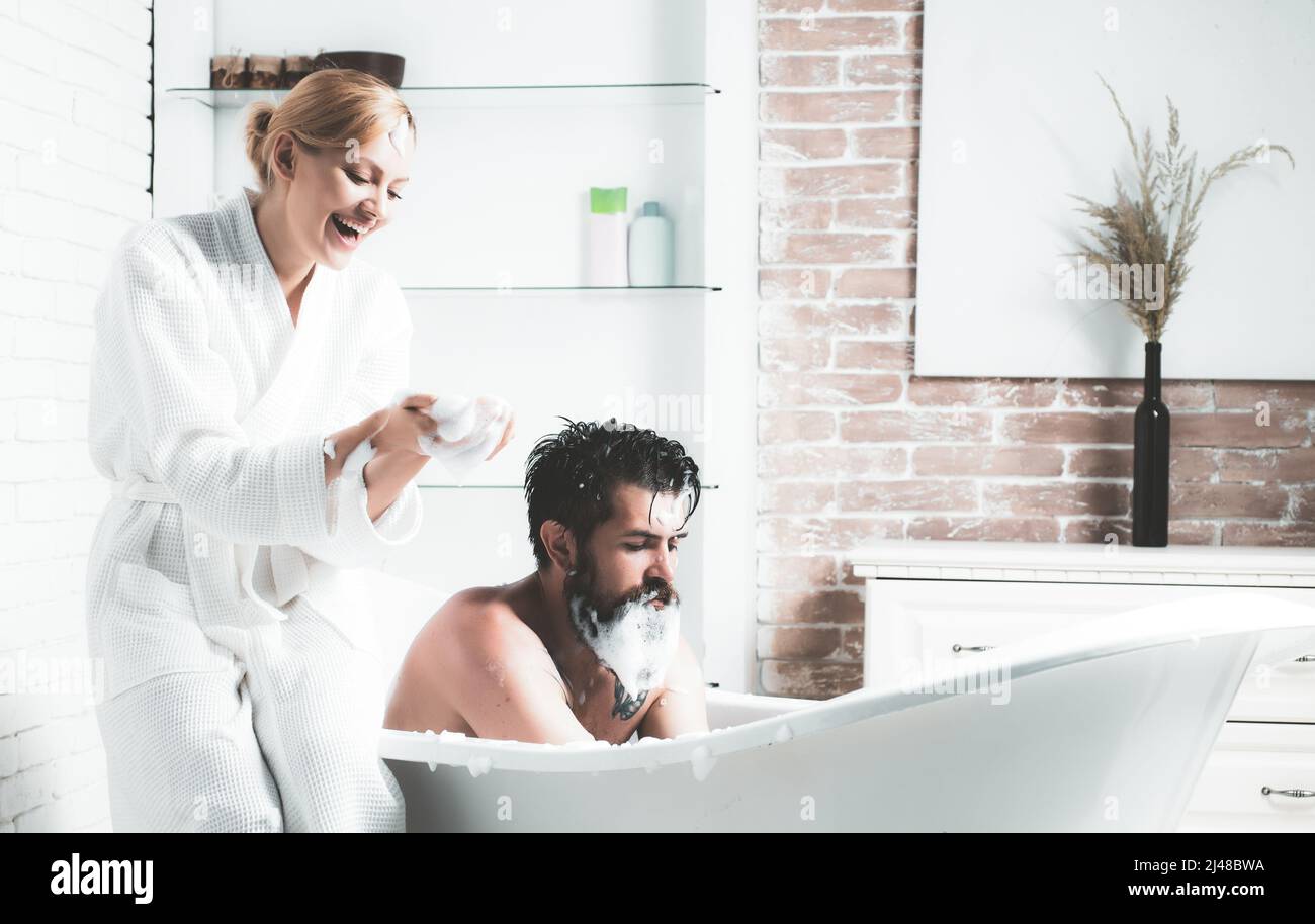 Morning treatments. Romantic couple enjoying. Relaxing time. Skincare ...