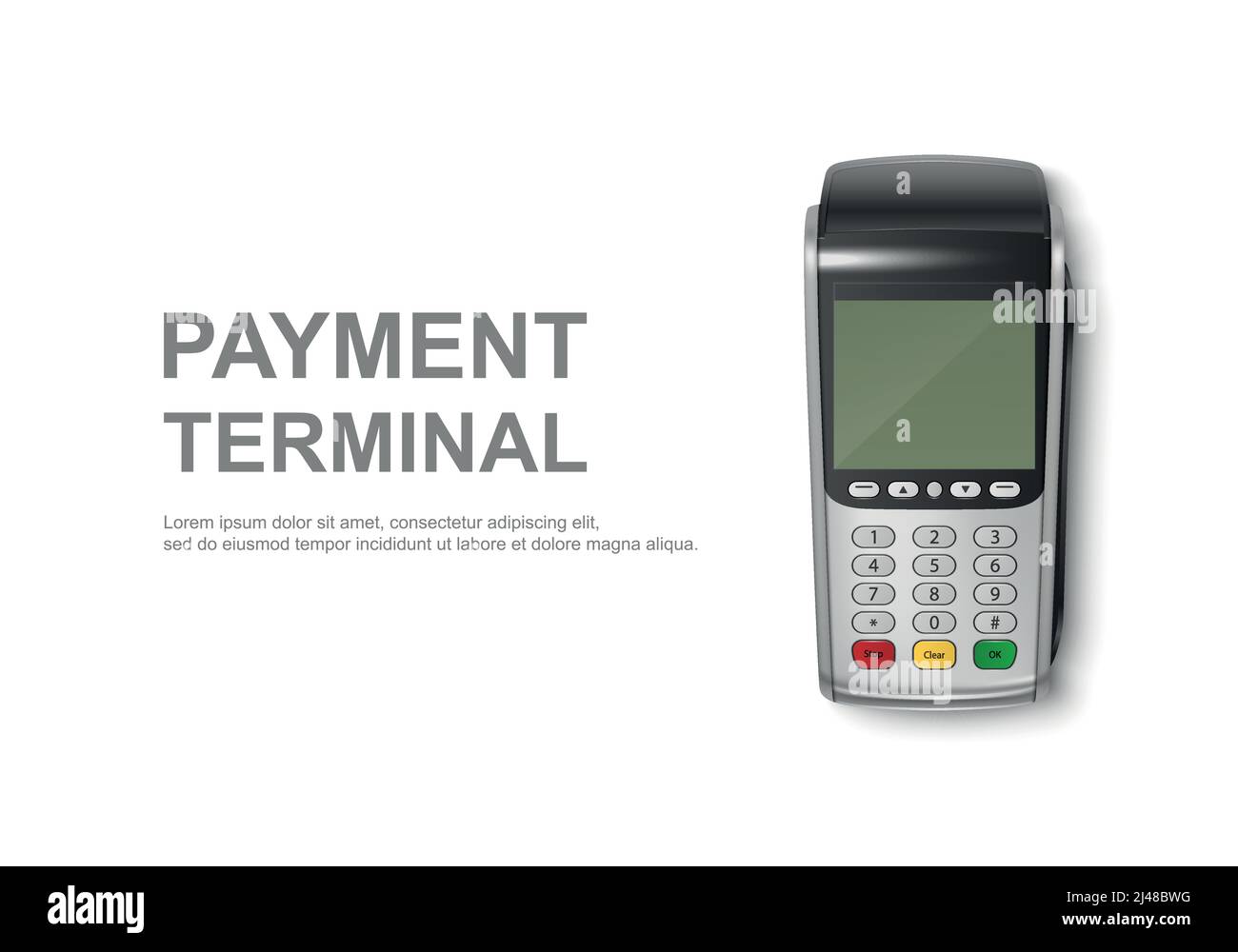 Vector Realistic Gray Silver 3d Payment Machine. POS Terminal Closeup ...
