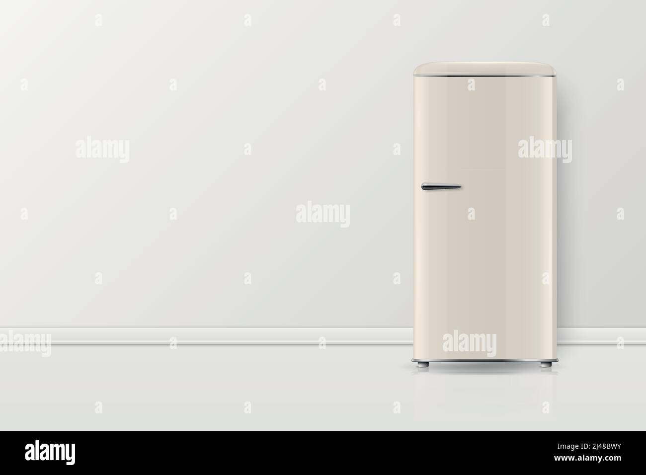 Vector Banner with 3d Realistic Beige Retro Vintage Fridge Isolated ...