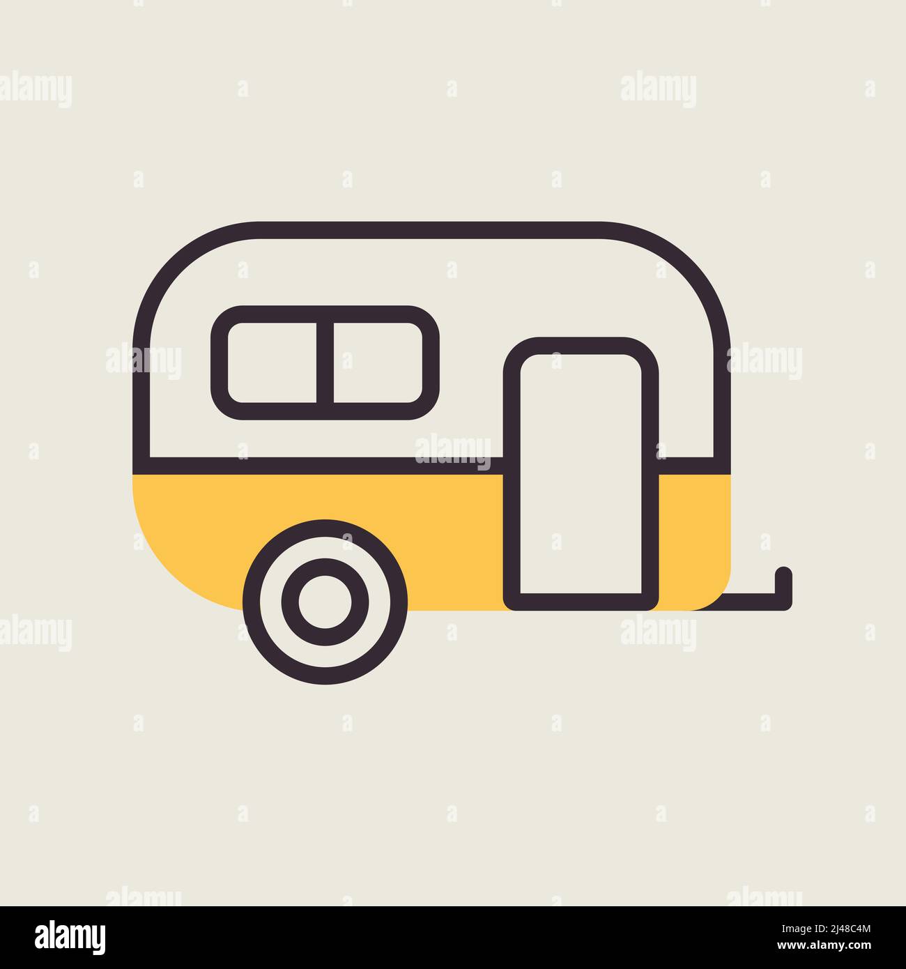 Caravan trailer vector isolated icon. Camping sign. Graph symbol for ...
