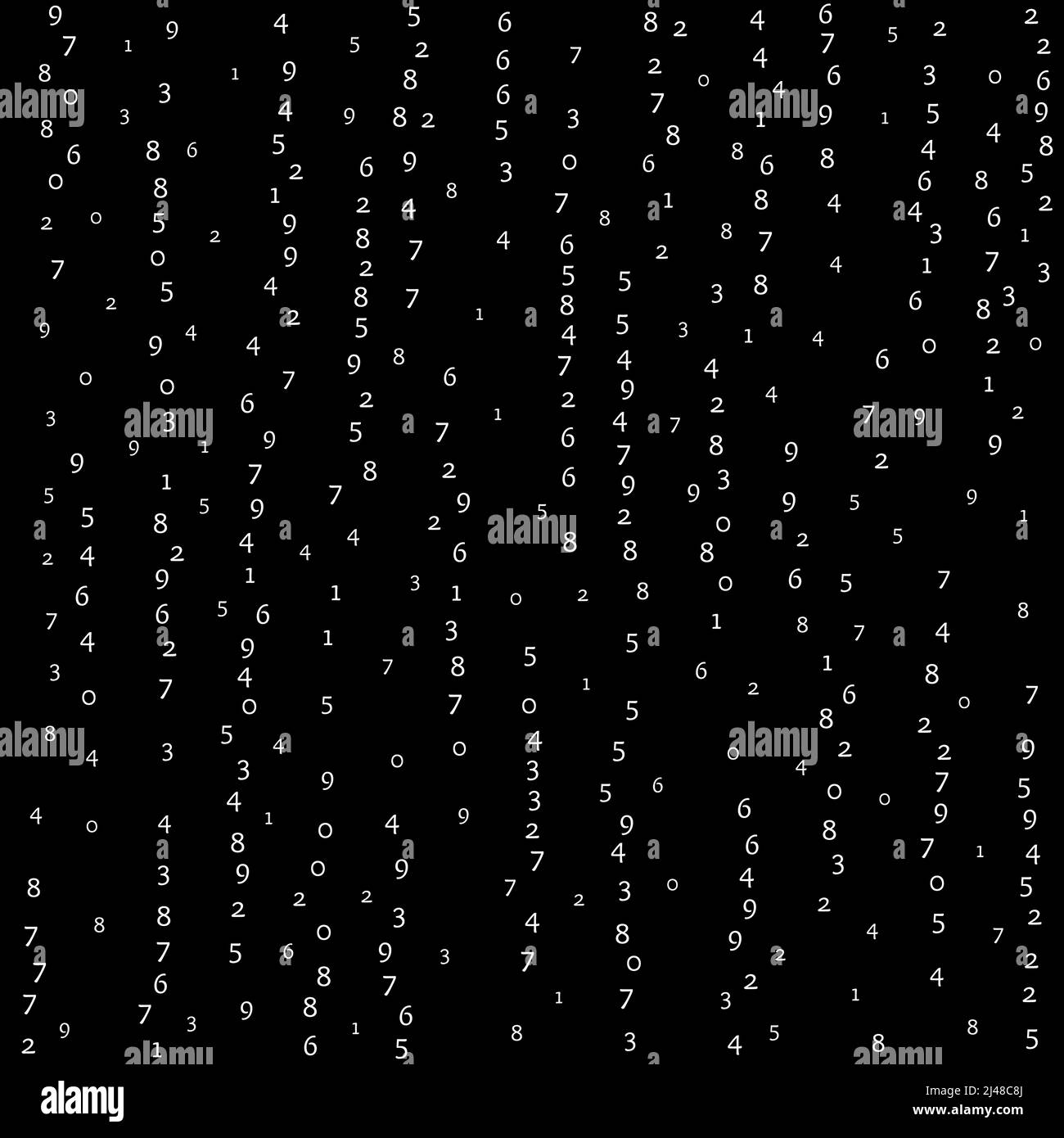 Falling numbers, big data concept. Binary white orderly flying digits ...