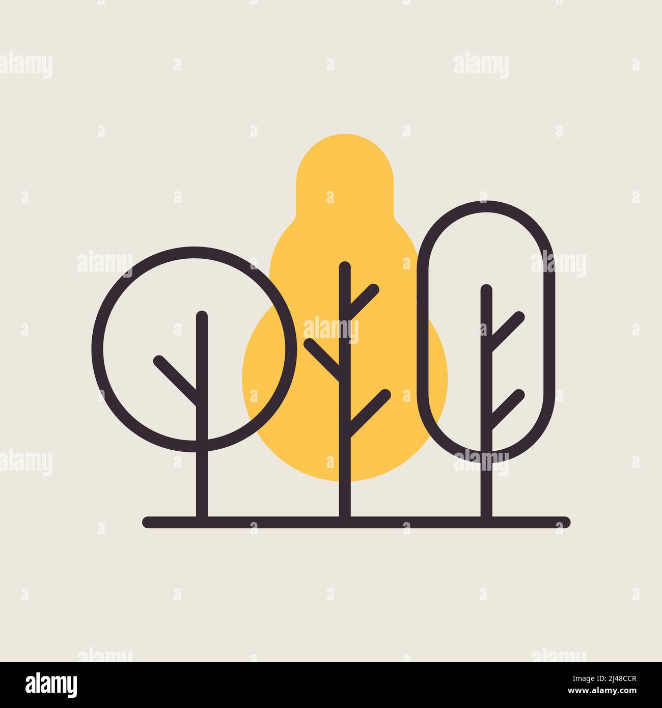 Deciduous forest vector isolated icon. Nature sign. Graph symbol for ...