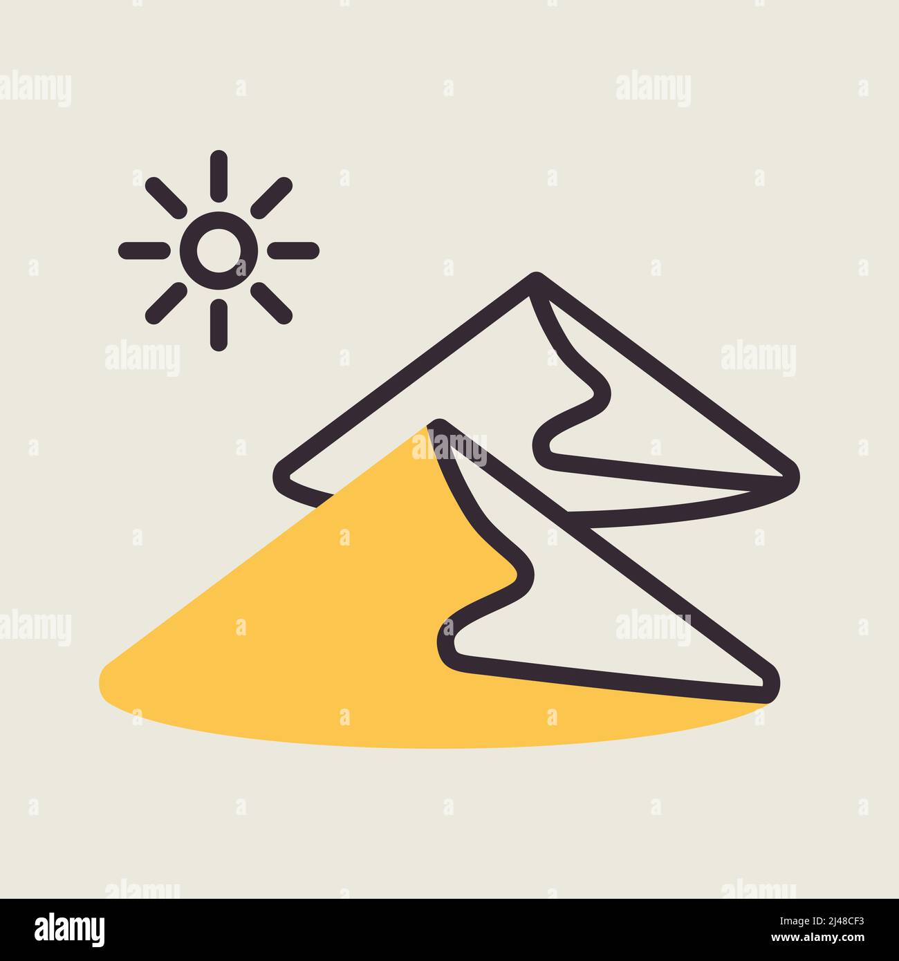 Sand dunes vector isolated icon. Nature sign. Graph symbol for travel ...