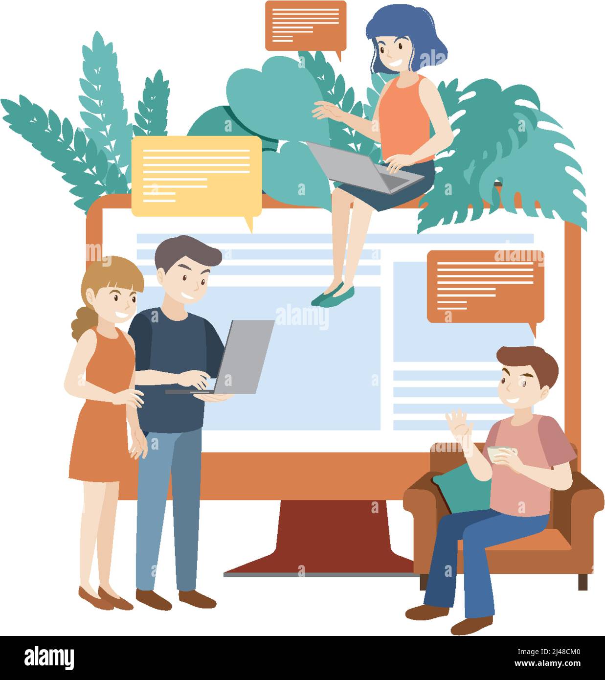 People working on computer illustration Stock Vector Image & Art - Alamy