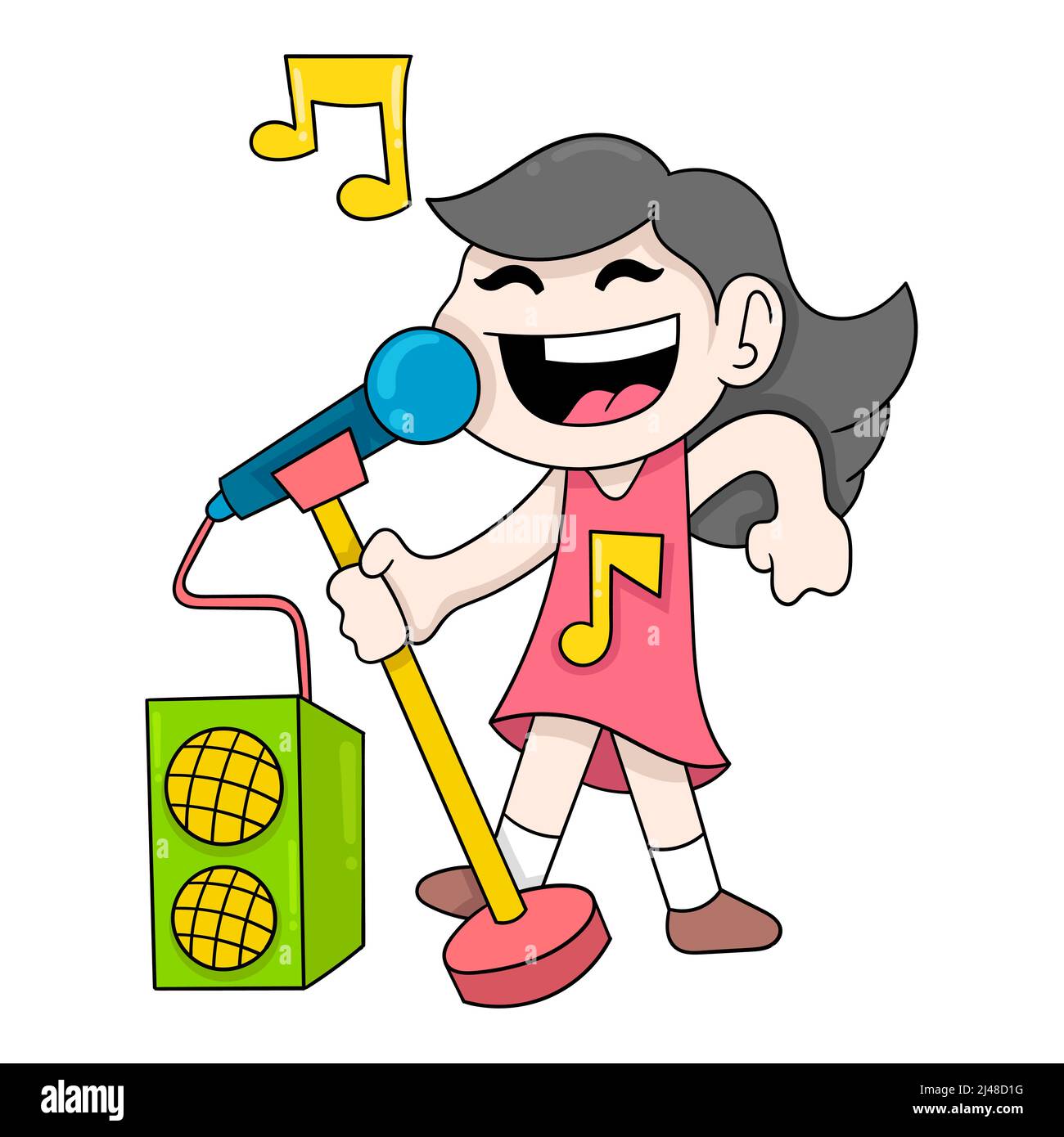 Cartoon girl singing hi-res stock photography and images - Alamy