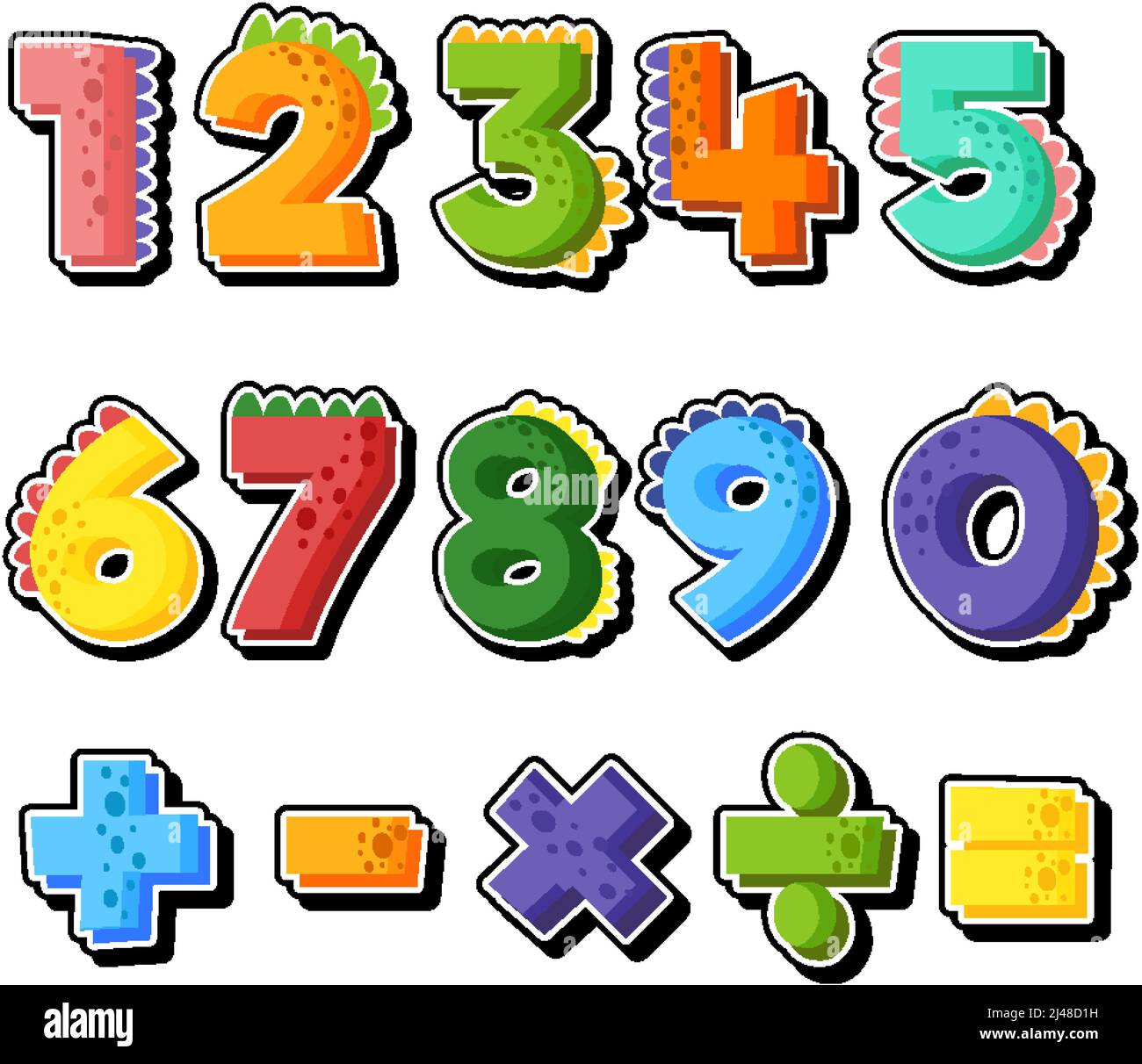 Counting number 0 to 9 and math symbols illustration Stock Vector Image ...
