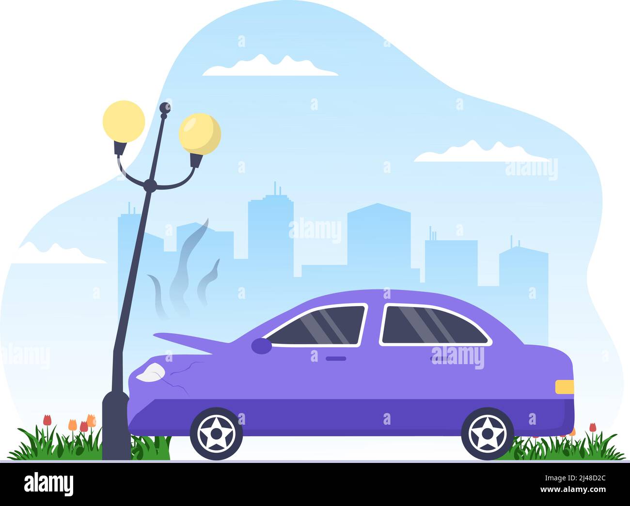 Car Accident Background Illustration with Two Cars Colliding or Hitting ...