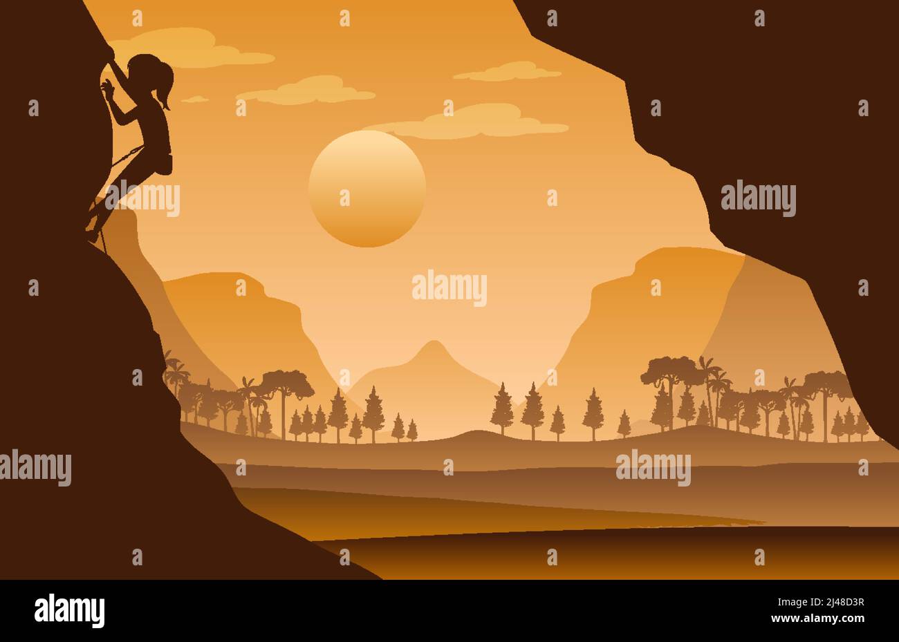 Silhouette rock climbing background illustration Stock Vector Image & Art - Alamy