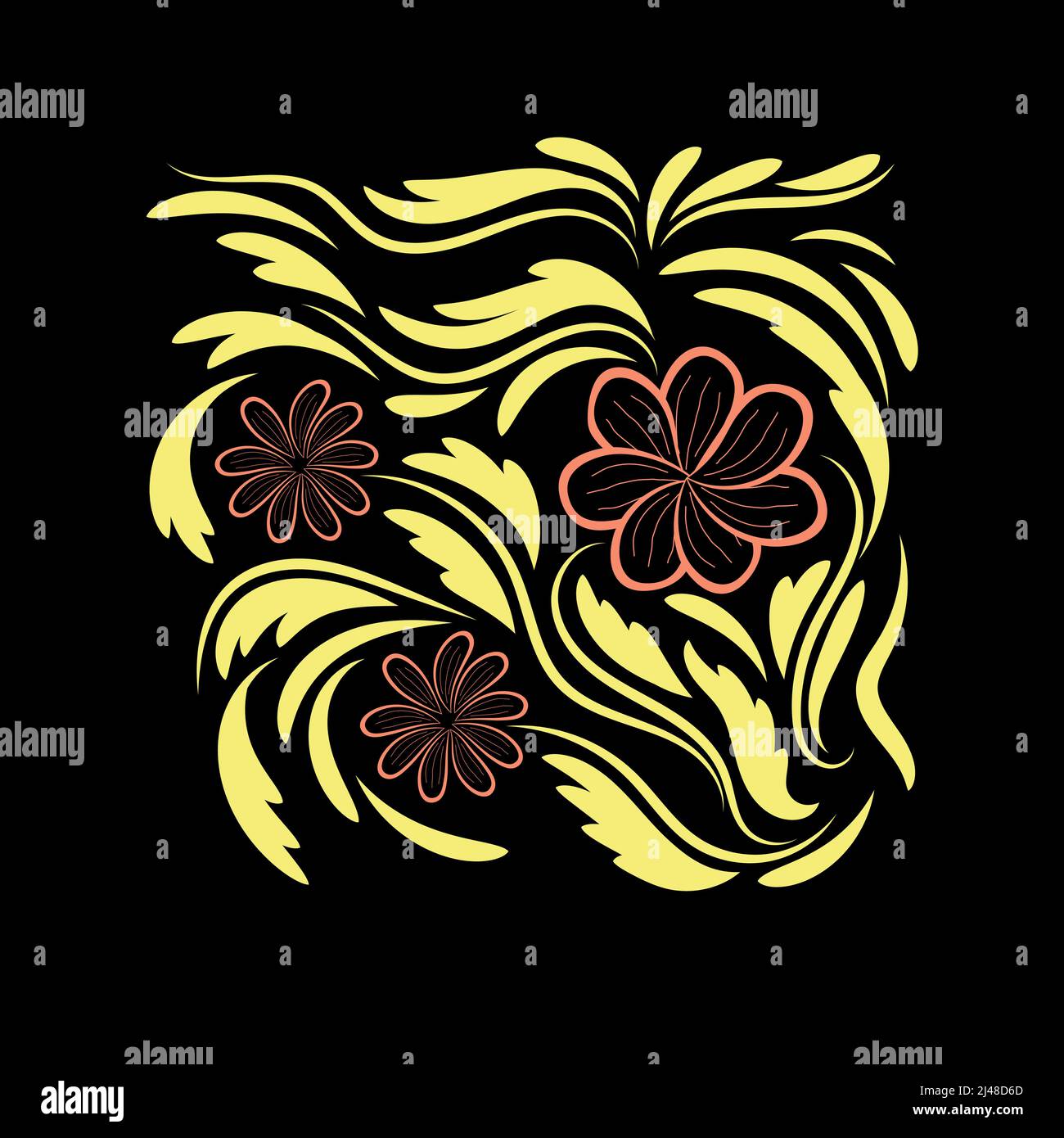 Folk flowers floral art print Flowers abstract art Stock Vector Image ...