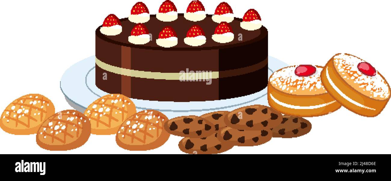 Delicious desserts cartoon set illustration Stock Vector Image & Art ...
