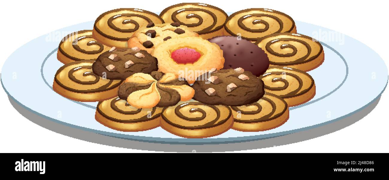 Different cookies on a plate illustration Stock Vector Image & Art - Alamy