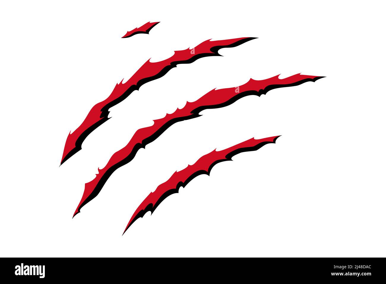 Claw scratches of wild animal. Red cat scratches marks isolated in ...