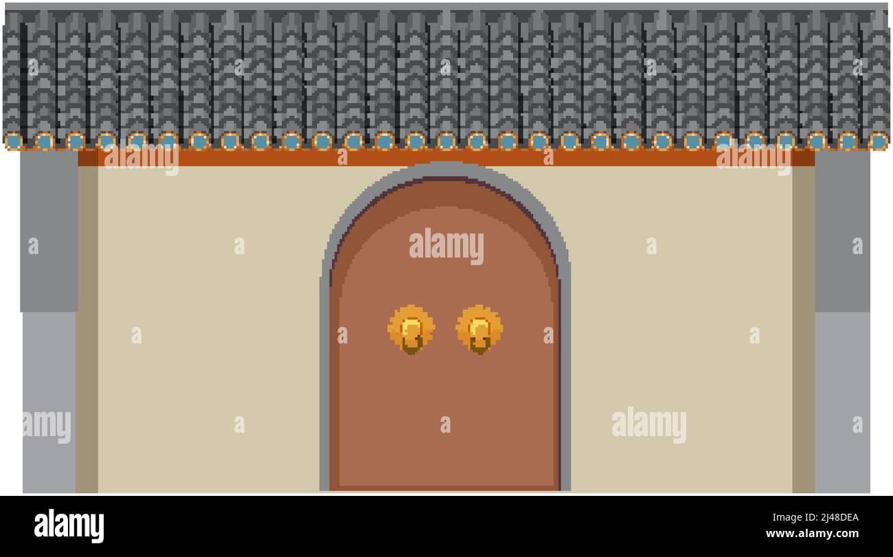 Chinese traditional building on white background illustration Stock ...