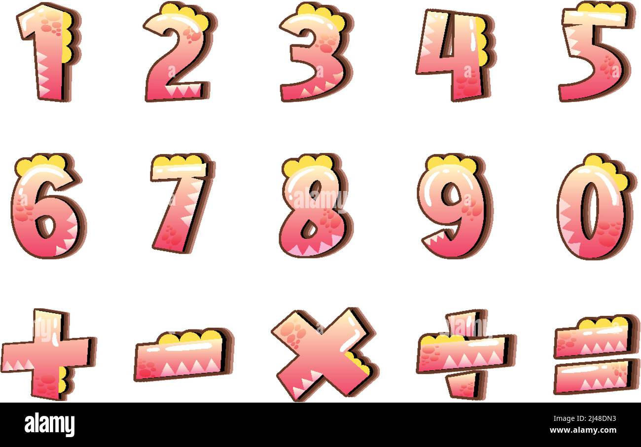 Counting number 0 to 9 and math symbols illustration Stock Vector Image ...
