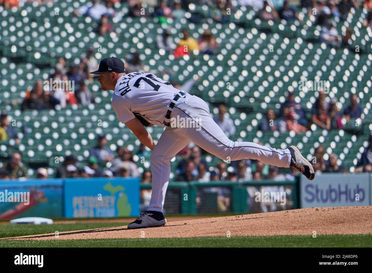 Detroit MI, USA. 12th Apr, 2022. Detroit pitcher Tyler Alexander (70 ...
