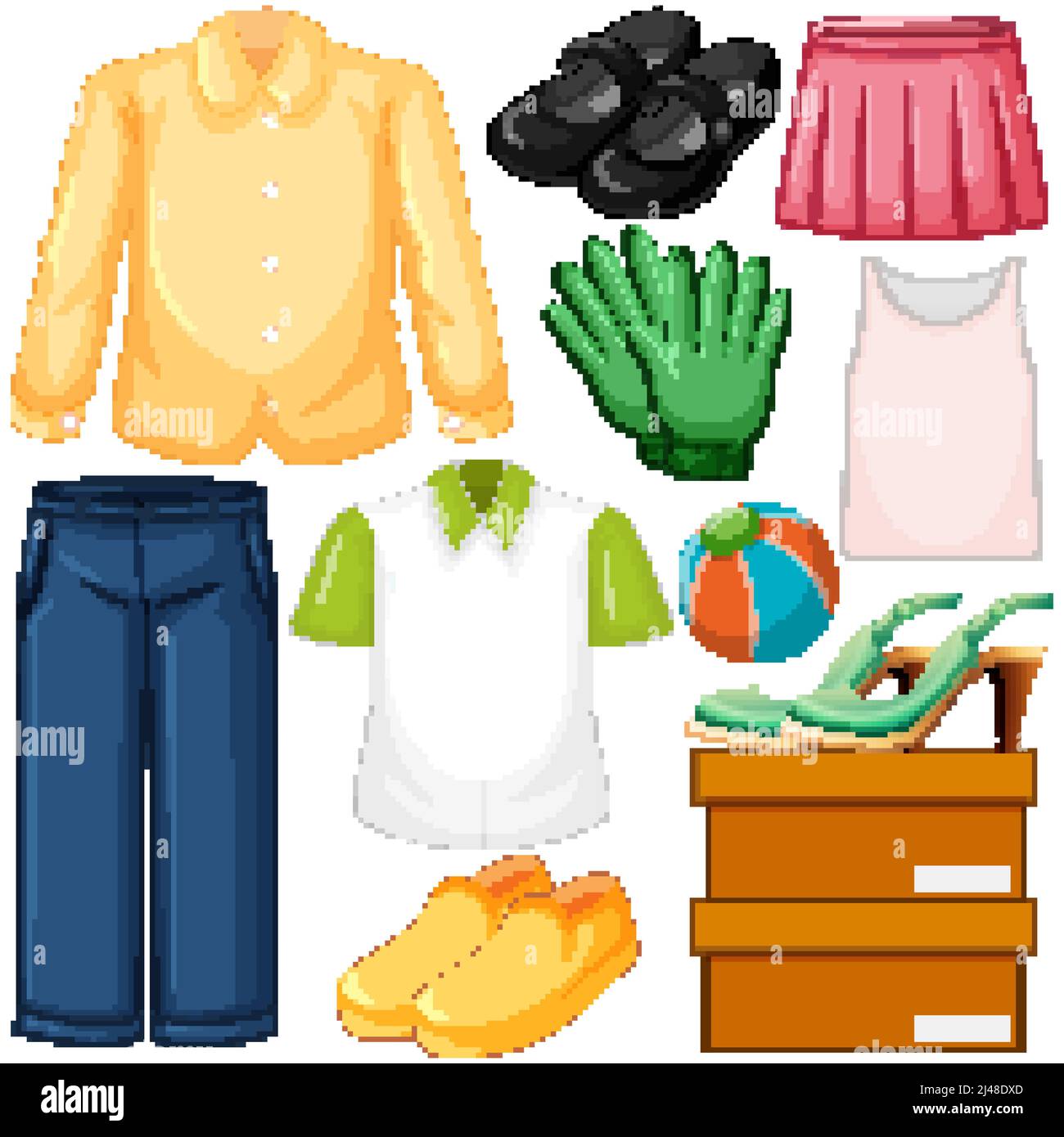 A set of different cloth on white background illustration Stock Vector ...