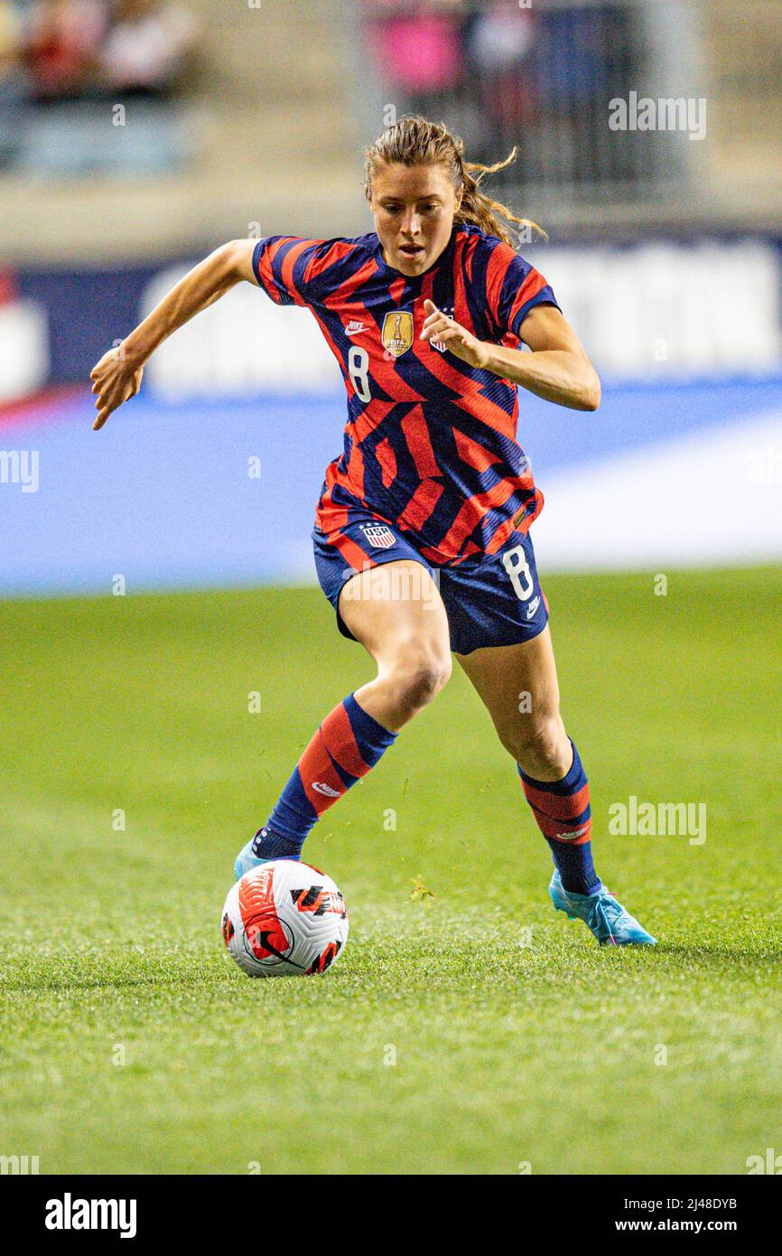 Sophia Huerta US soccer professional woman footballer dribbles during ...