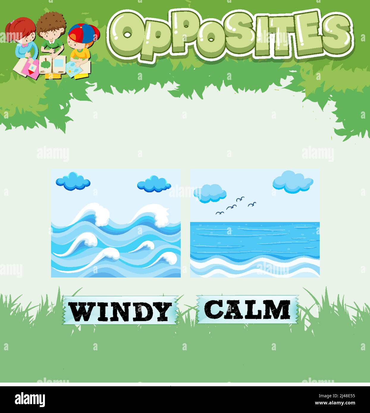 Opposite words for windy and calm illustration Stock Vector Image & Art ...
