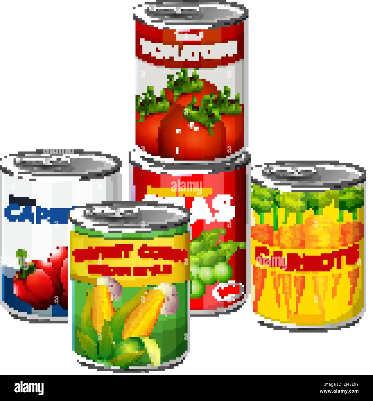 Vegetable food canned on white background illustration Stock Vector ...