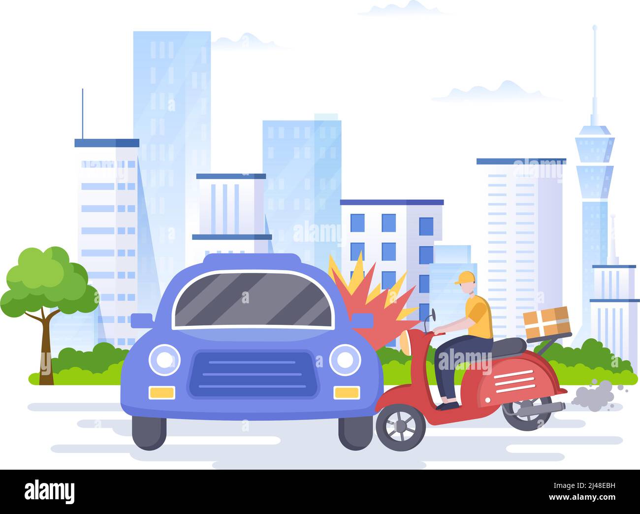 Car Accident Background Illustration with Two Cars Colliding or Hitting ...