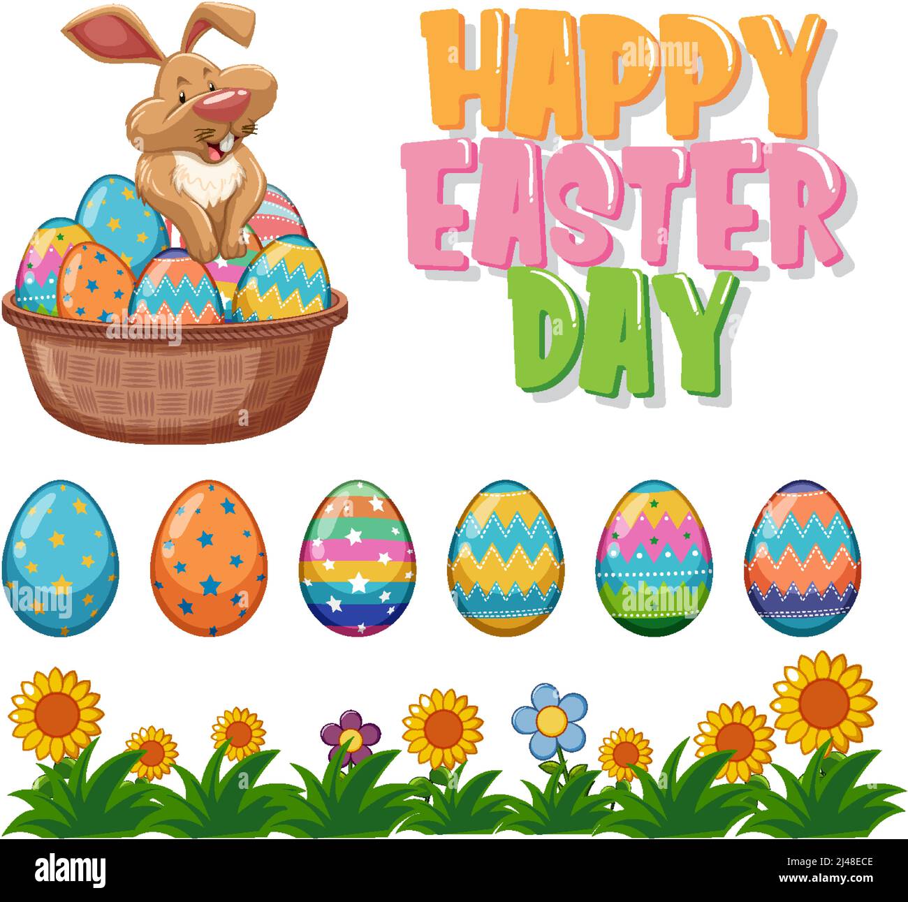 Easter theme with rabbit and eggs illustration Stock Vector Image & Art ...
