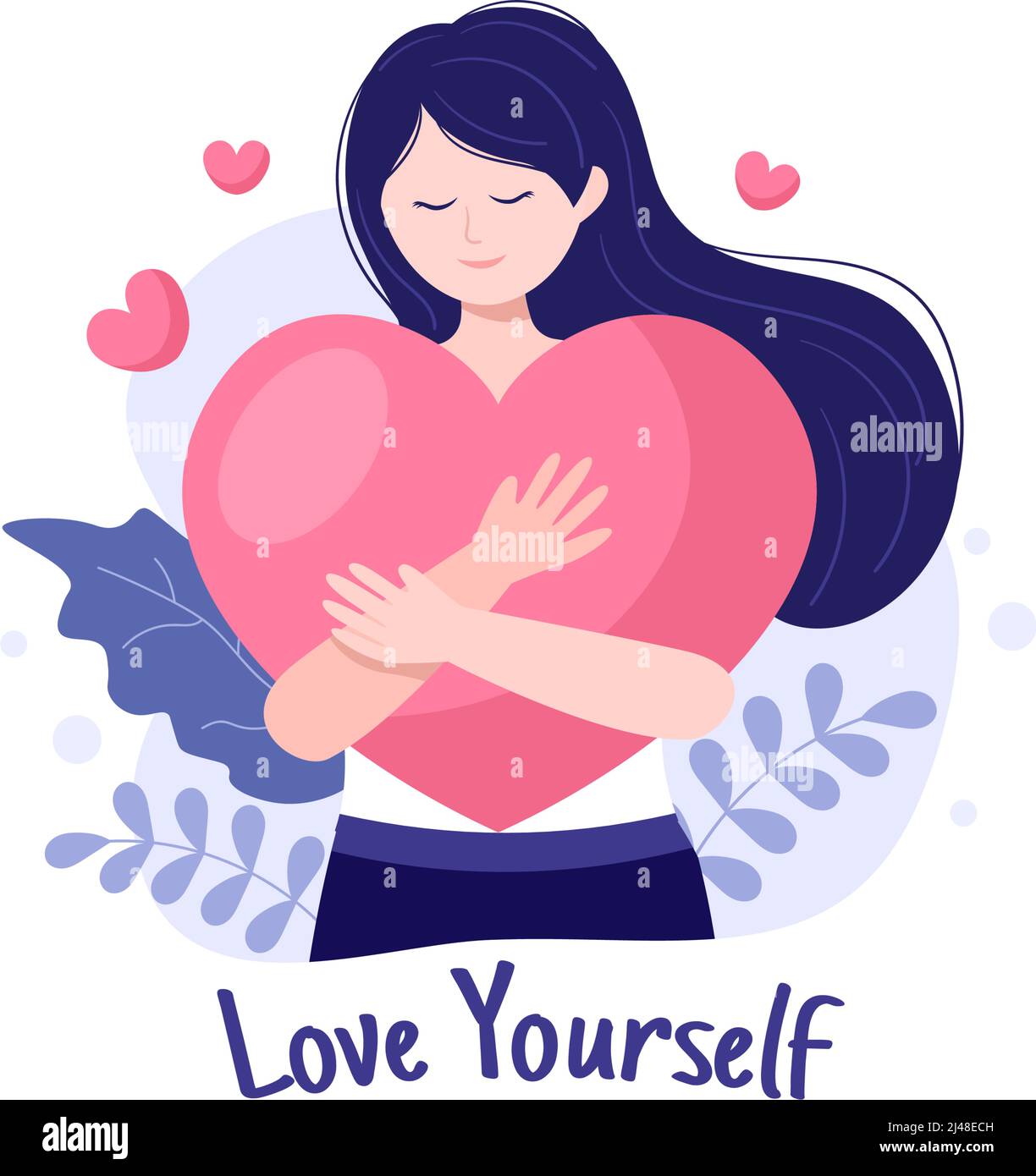 Love Sign Vector Cartoon Background Illustration to Self Care ...