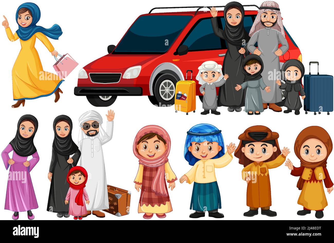 Arabic people with red car illustration Stock Vector Image & Art - Alamy