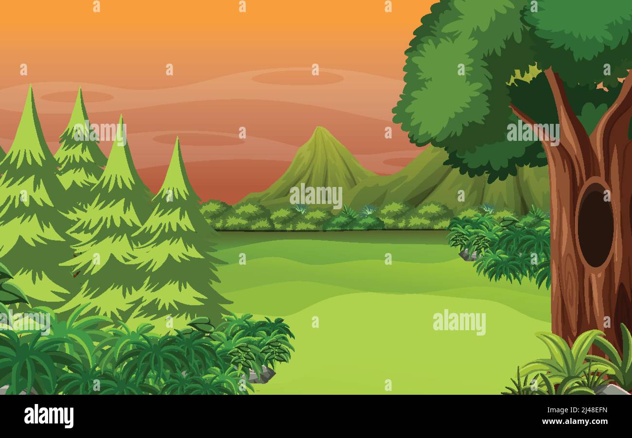 Nature scene with trees and fields illustration Stock Vector Image ...