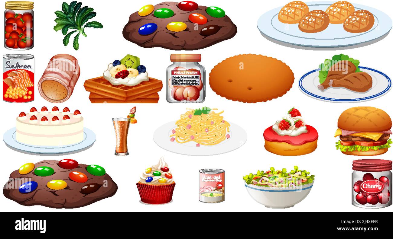 Set of different foods illustration Stock Vector Image & Art - Alamy