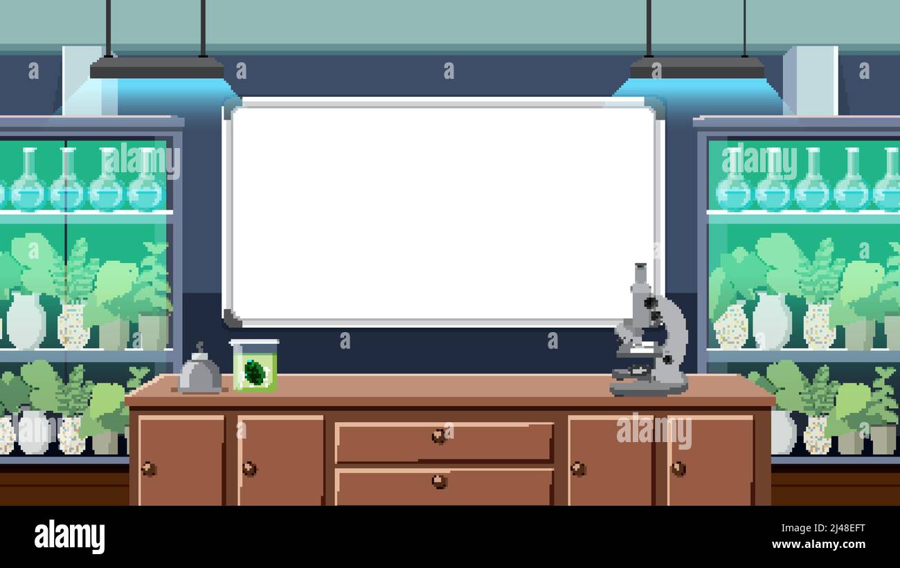 Science laboratory room for chemical experiments illustration Stock ...