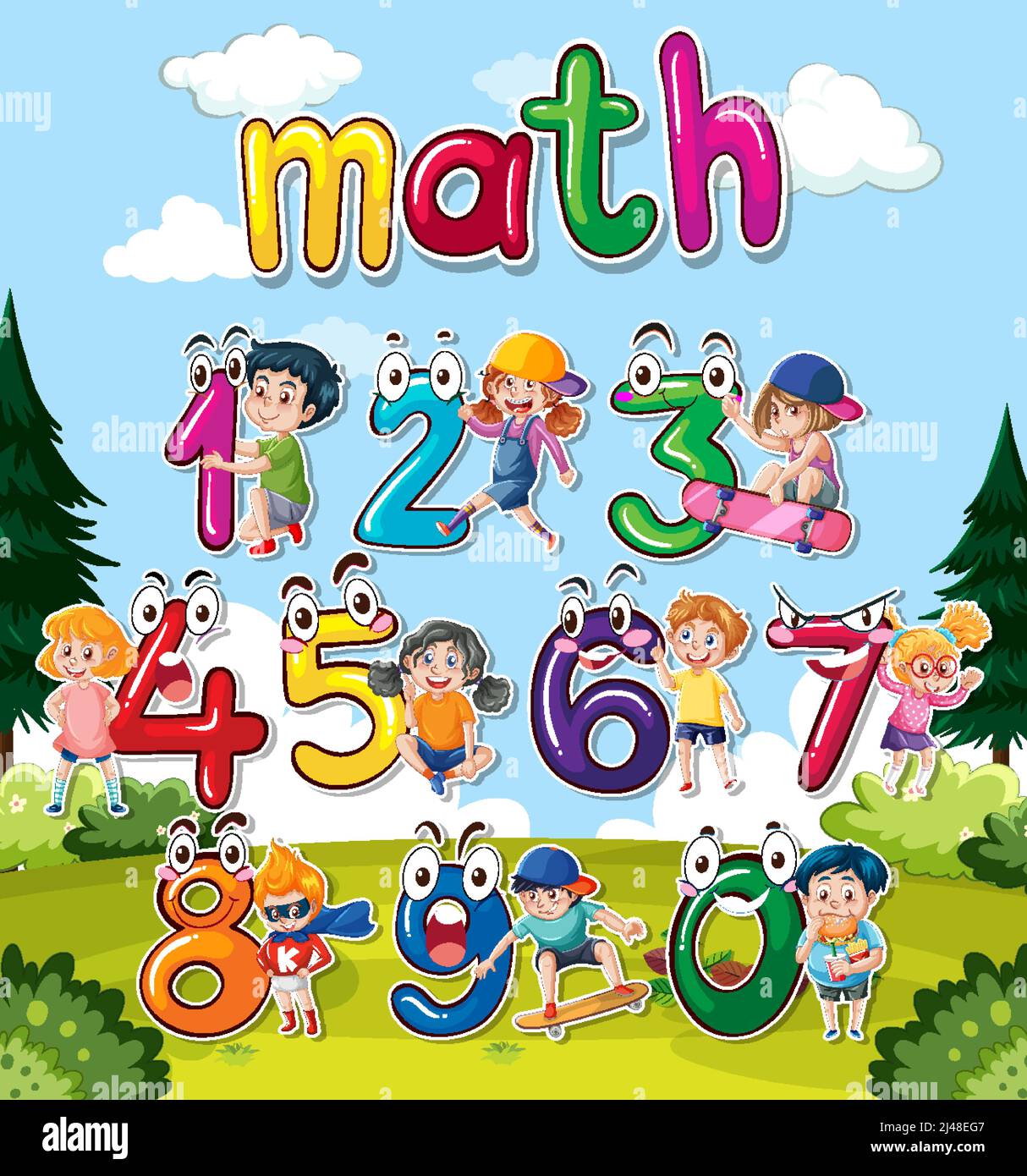 Counting number 0 to 9 for kids illustration Stock Vector Image & Art ...