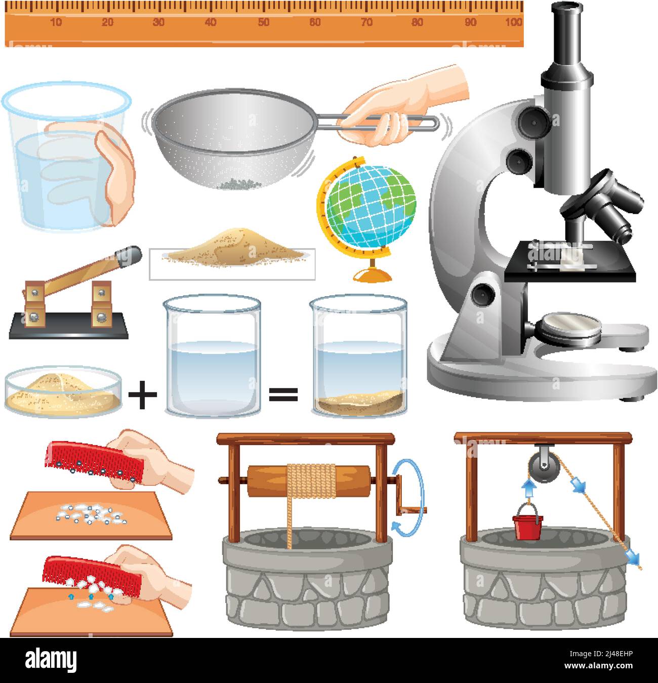 Science equipments on white background illustration Stock Vector Image ...